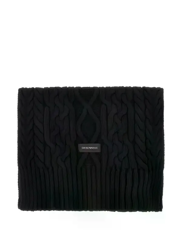 Emporio Armani Cable-knit Logo-patch Scarf
