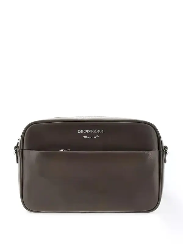 Emporio Armani Logo Print Leather Camera Bag