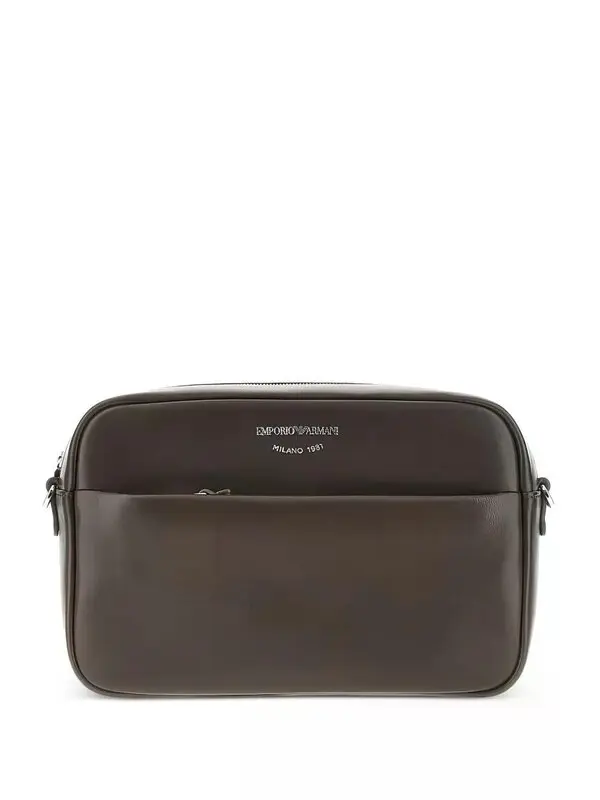 Emporio Armani Logo Print Leather Camera Bag - Brown