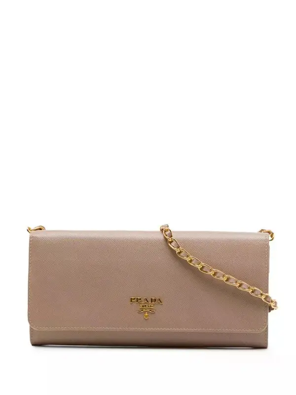 Prada 2000-2013 Saffiano Wallet On Chain Crossbody Bag - Brown