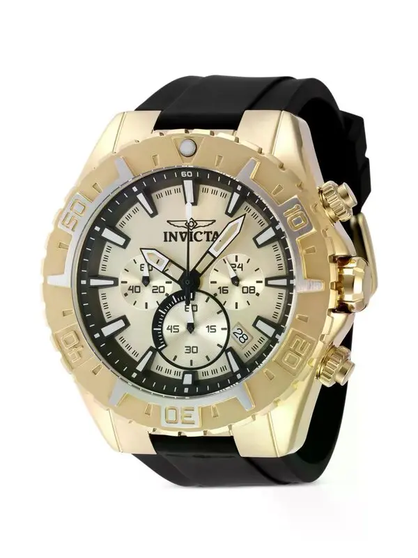 INVICTA Chronograph Watch With -tone Dial And Black Rubber Strap - Gold