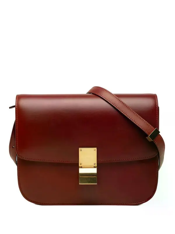 Celine 2016 Medium Calfskin Classic Box Crossbody Bag - Red