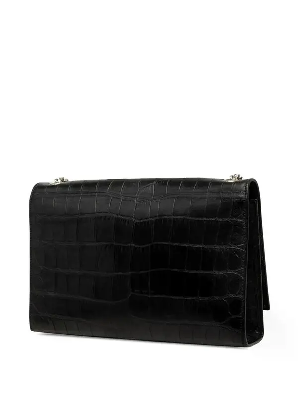 Saint Laurent 2016 Medium Croc Embossed Leather Monogram Kate Tassel Crossbody Bag