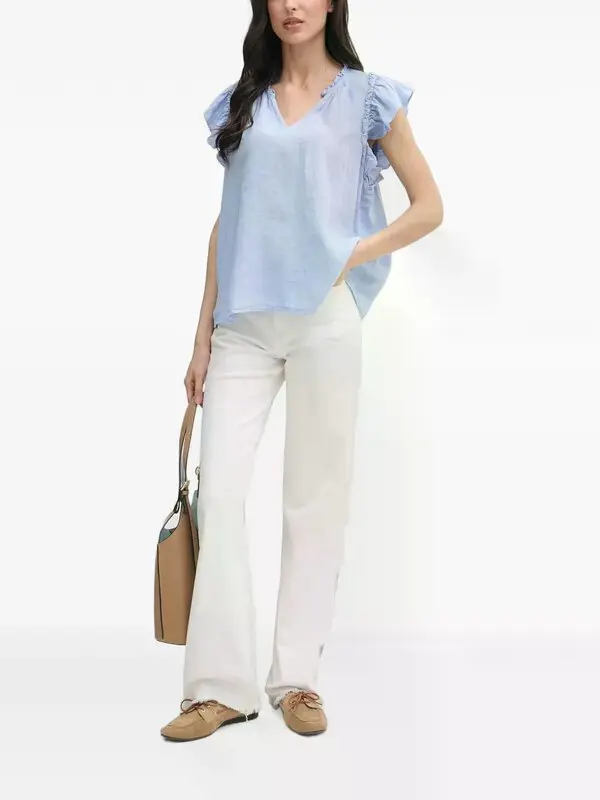 MOS MOSH Ruffled V-neck Blouse