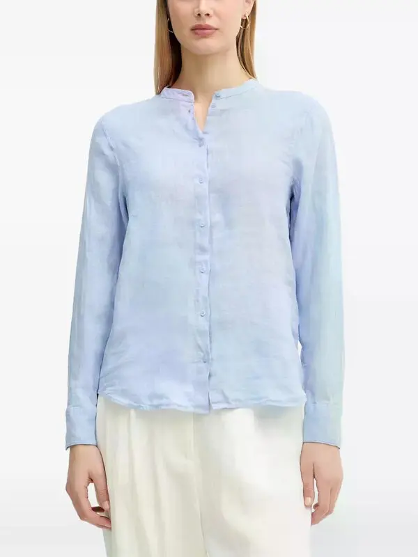 MOS MOSH Artina Mandarin-collar Long-sleeve Shirt - Blue
