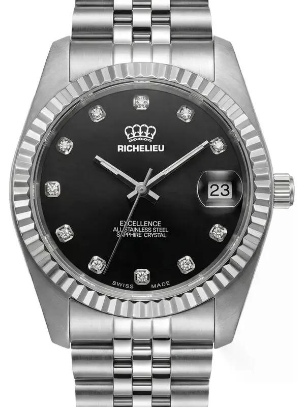 RICHELIEU SWISS Stainless Steel Timepiece With Fluted Bezel