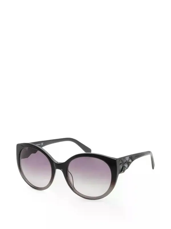 SWAROVSKI Crystal Embellished Round Frame Sunglasses - Black