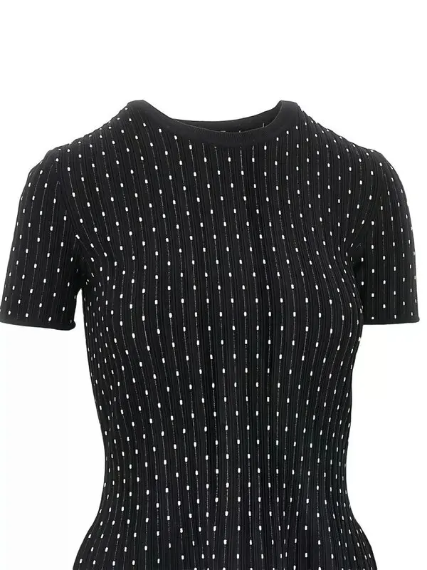Emporio Armani Ribbed-knit Flared Dress - Black