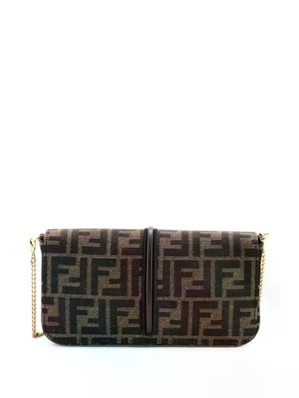 Fendi Zucca Canvas Clutch Bag With Chain Strap - Brown