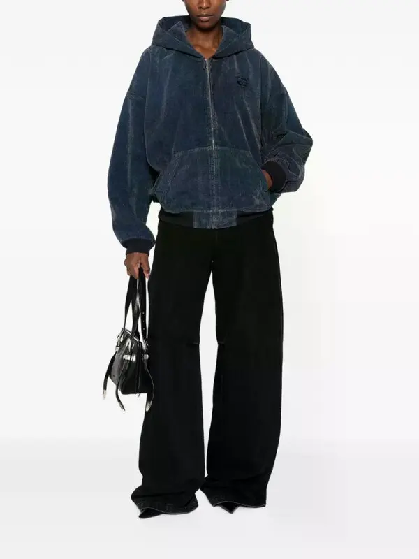 Alexander Wang Logo-embroidered Hooded Denim Jacket - Blue