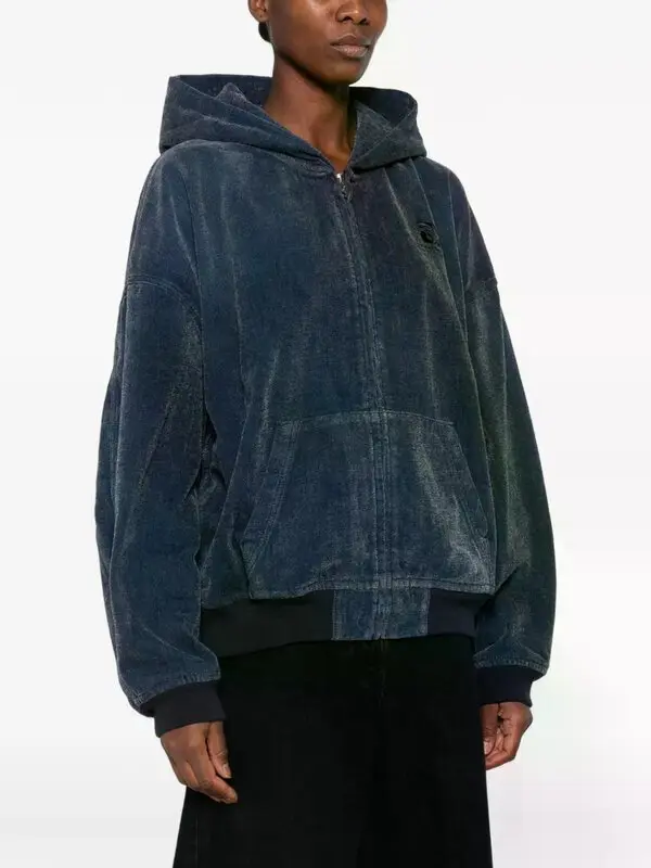 Alexander Wang Logo-embroidered Hooded Denim Jacket