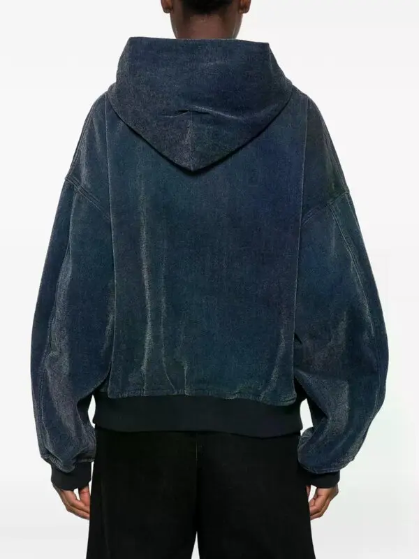Alexander Wang Logo-embroidered Hooded Denim Jacket - Blue