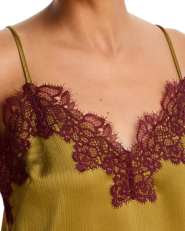 LUCY PARIS Vanessa Lace Trim Satin Top