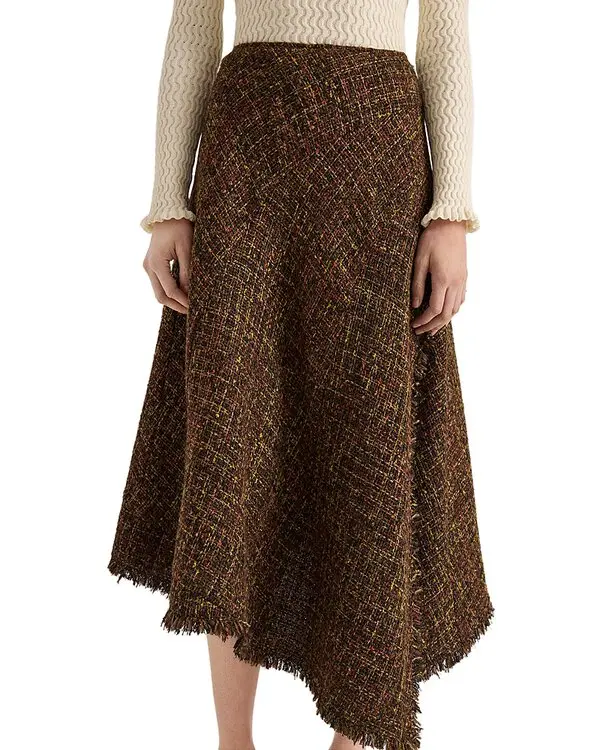 Proenza Schouler White Label Layne Asymmetric Tweed Skirt - Henna Multi