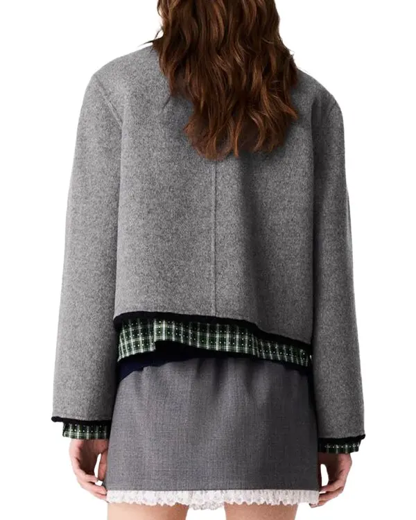Maje Gardenia Wool Blend Double Faced Short Coat