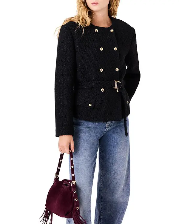 Maje Vyder Double Breasted Collarless Jacket
