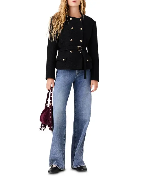 Maje Vyder Double Breasted Collarless Jacket