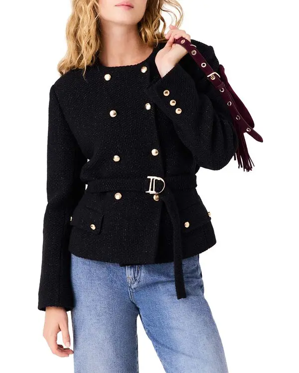 Maje Vyder Double Breasted Collarless Jacket