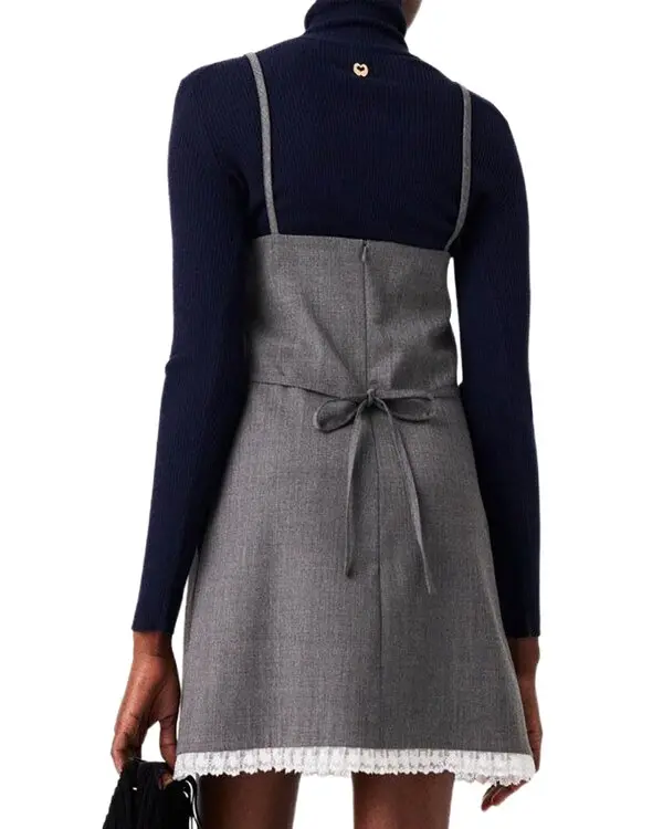 Maje Reandra Bow Trim Lace Hem Dress
