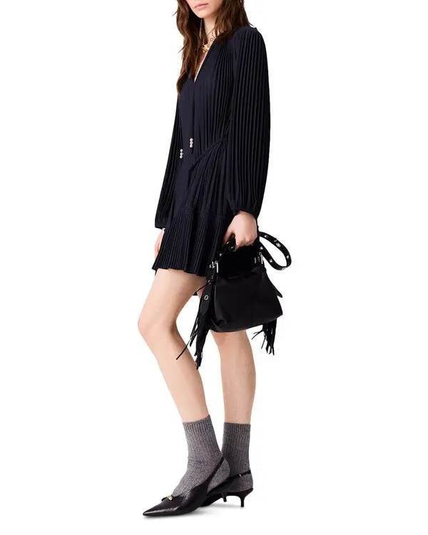 Maje Rilaji Pleated Mini Dress