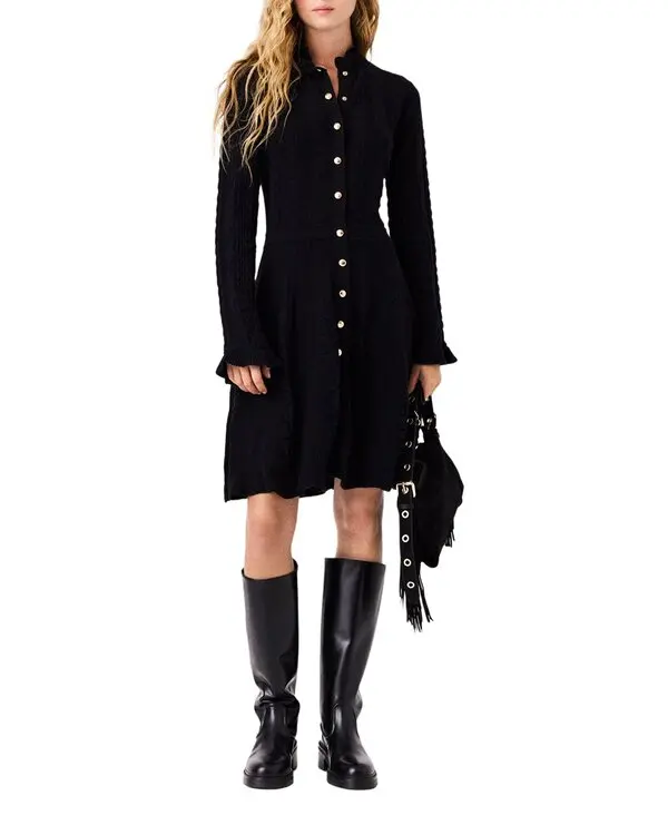 Maje Rouras Ruffled Knit Dress
