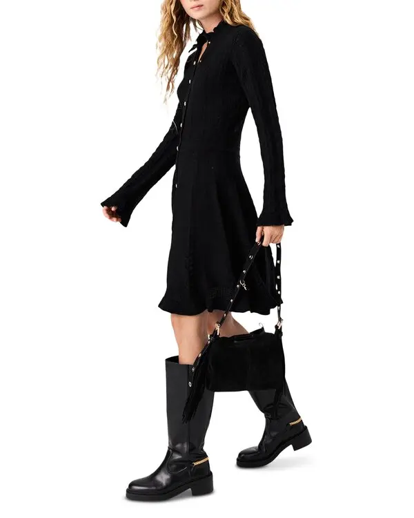 Maje Rouras Ruffled Knit Dress