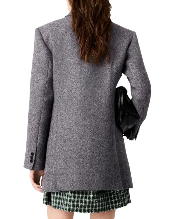 Maje Gelise Wool Blend Herringbone Coat