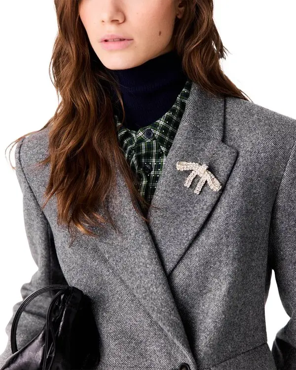 Maje Gelise Wool Blend Herringbone Coat