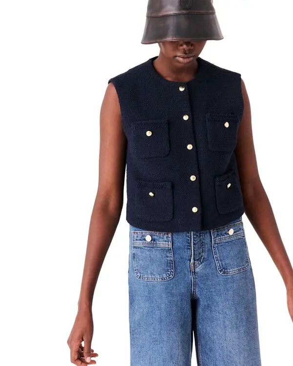 Maje Liponette Tweed Vest
