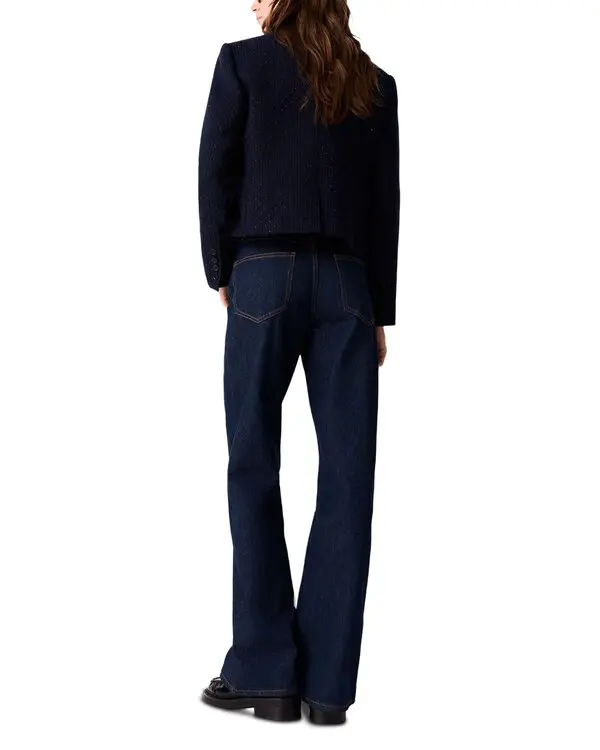 Maje Vilireu Cropped Metallic Stripe Blazer
