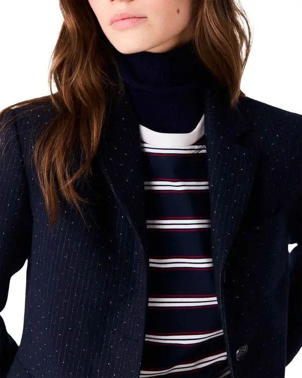 Maje Vilireu Cropped Metallic Stripe Blazer