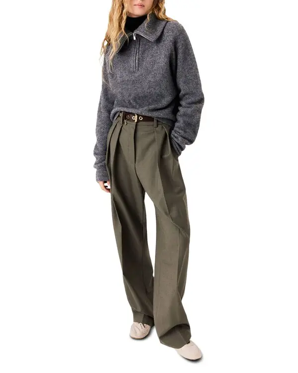 Maje Marjory Yak Blend Zip Neck Sweater