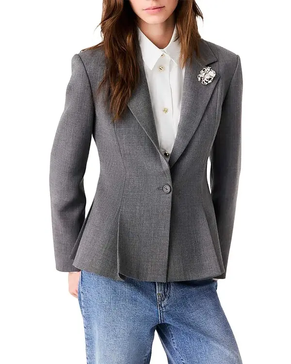 Maje Veandra Flared Blazer - Grey