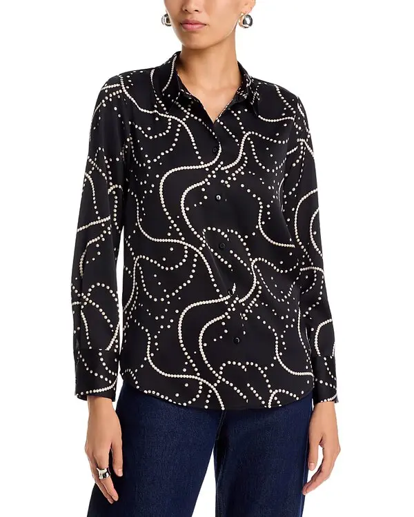 Aqua Pearl Print Satin Shirt Exclusive