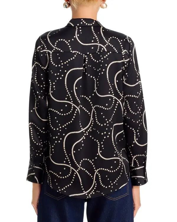 Aqua Pearl Print Satin Shirt Exclusive