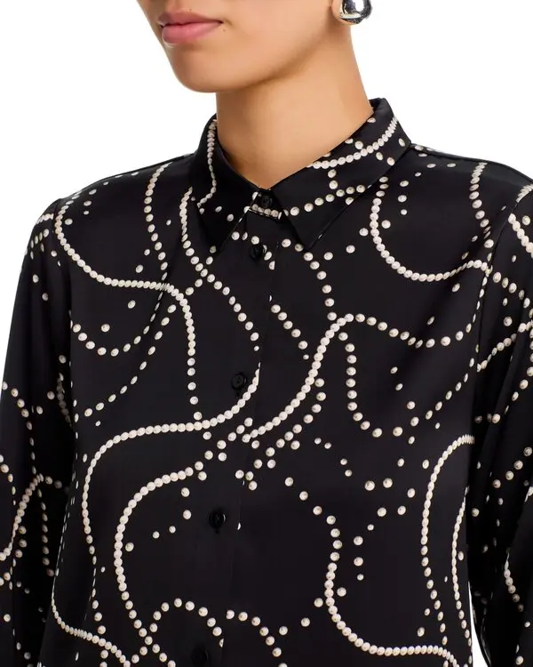 Aqua Pearl Print Satin Shirt Exclusive