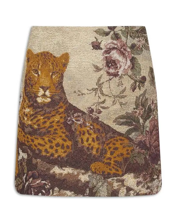 L'Agence Marseille Leopard Tapestry Print Mini Skirt