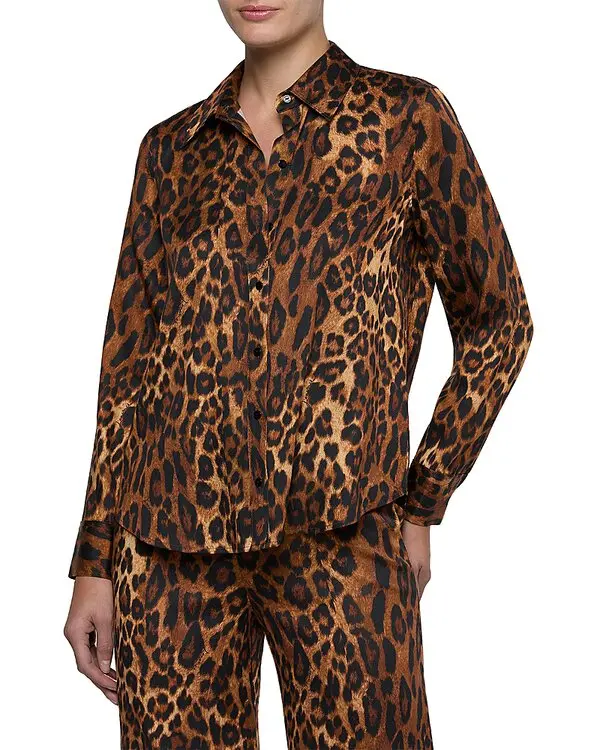 L'Agence Ellery Printed Long Sleeve Blouse - Tan Multi
