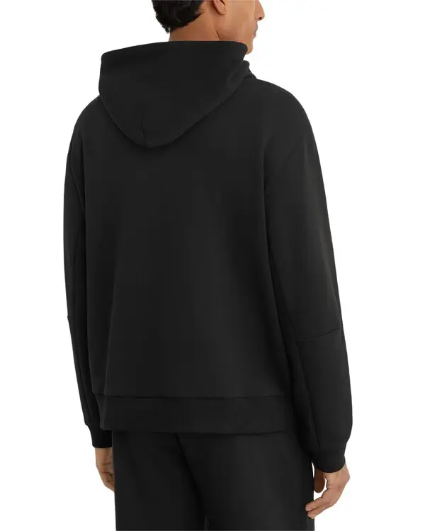 REISS Falco Interlock Relaxed Pullover Hoodie - Black