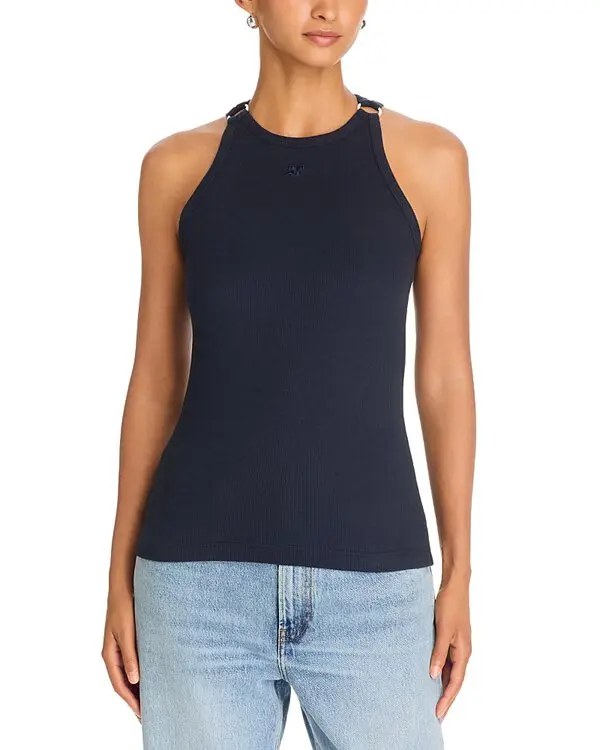 COURREGES Buckle 90s Rib Tank Top - Navy