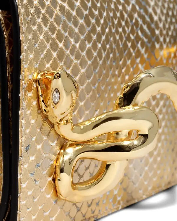 Alexis Bittar Serpent Side Handle Embossed Metallic Leather Clutch