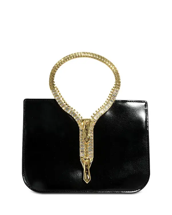 Alexis Bittar Zipper Decor Mini Patent Leather Top Handle Bag