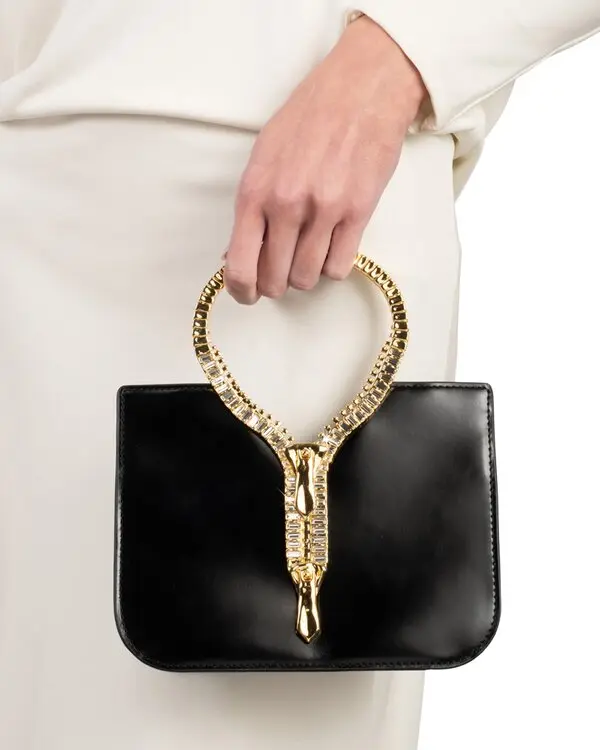 Alexis Bittar Zipper Decor Mini Patent Leather Top Handle Bag