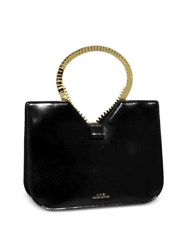 Alexis Bittar Zipper Decor Mini Patent Leather Top Handle Bag