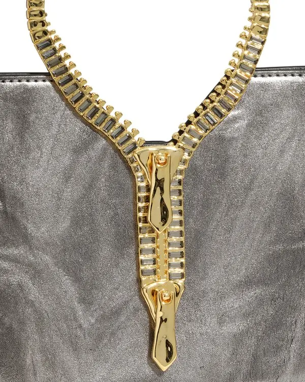 Alexis Bittar Zipper Decor Mini Metallic Leather Top Handle Bag