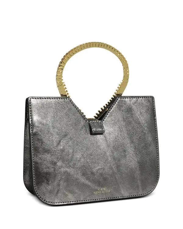 Alexis Bittar Zipper Decor Mini Metallic Leather Top Handle Bag