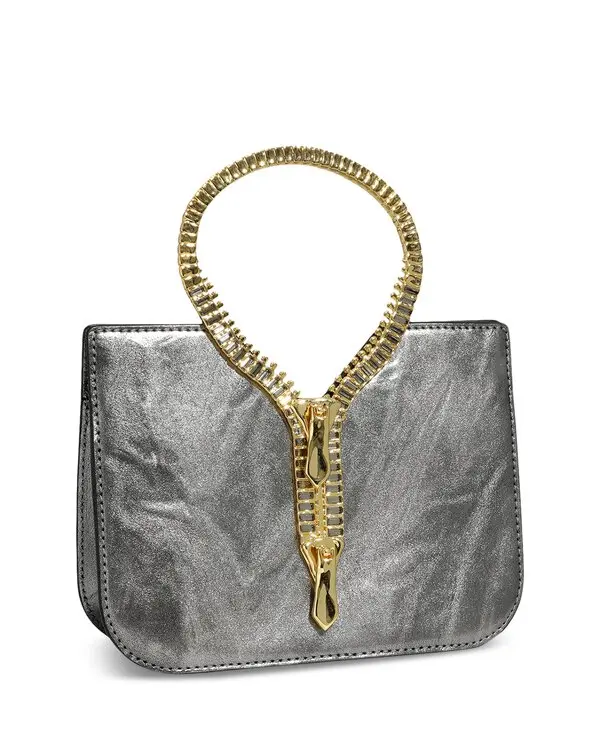 Alexis Bittar Zipper Decor Mini Metallic Leather Top Handle Bag