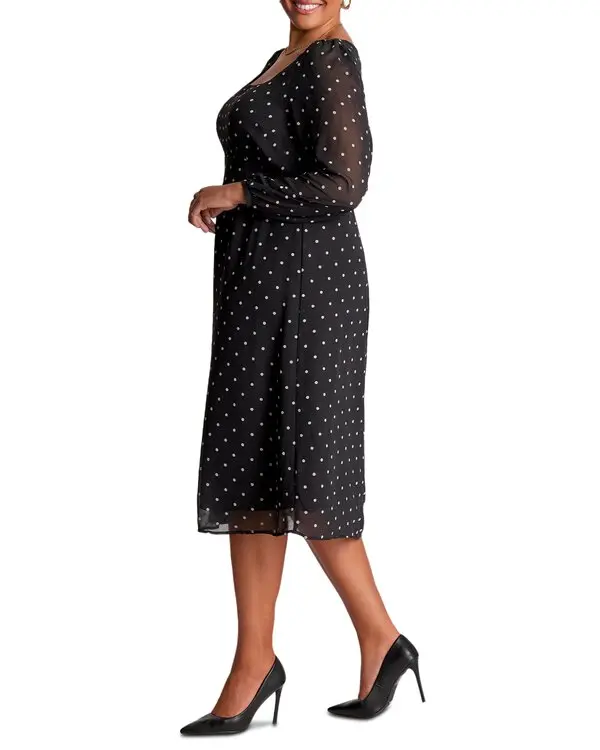 ESTELLE Sable Printed Square Neck Midi Dress