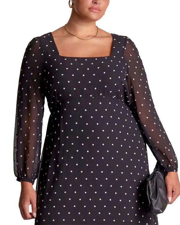 ESTELLE Sable Printed Square Neck Midi Dress