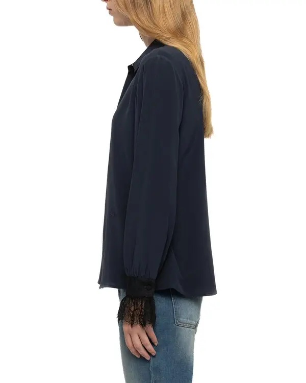 Zadig&Voltaire Thely Silk Lace Cuff Blouse - Encre